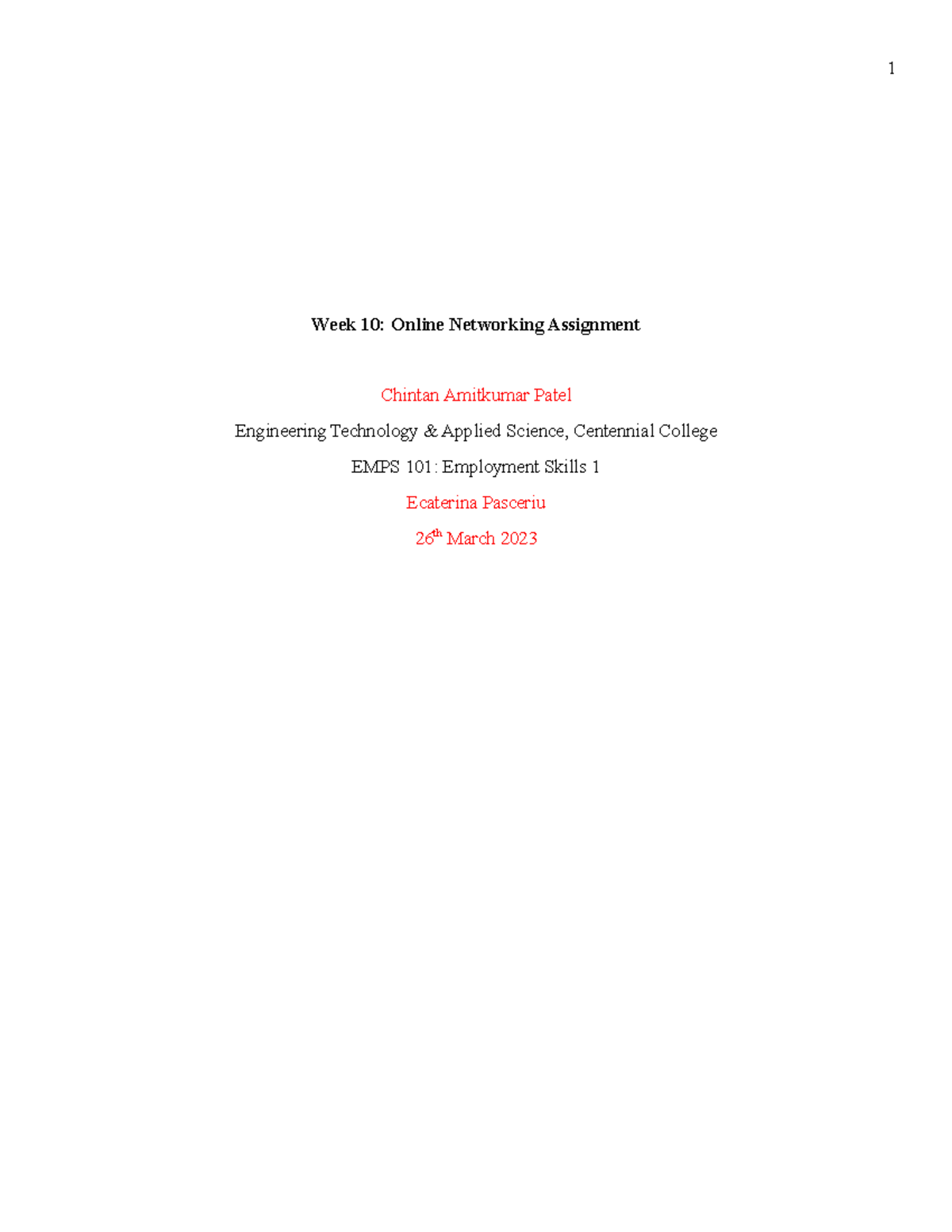 EMPS 101 - Week 10 - Online Networking Assignment Template - Week 10: Online Networking ...