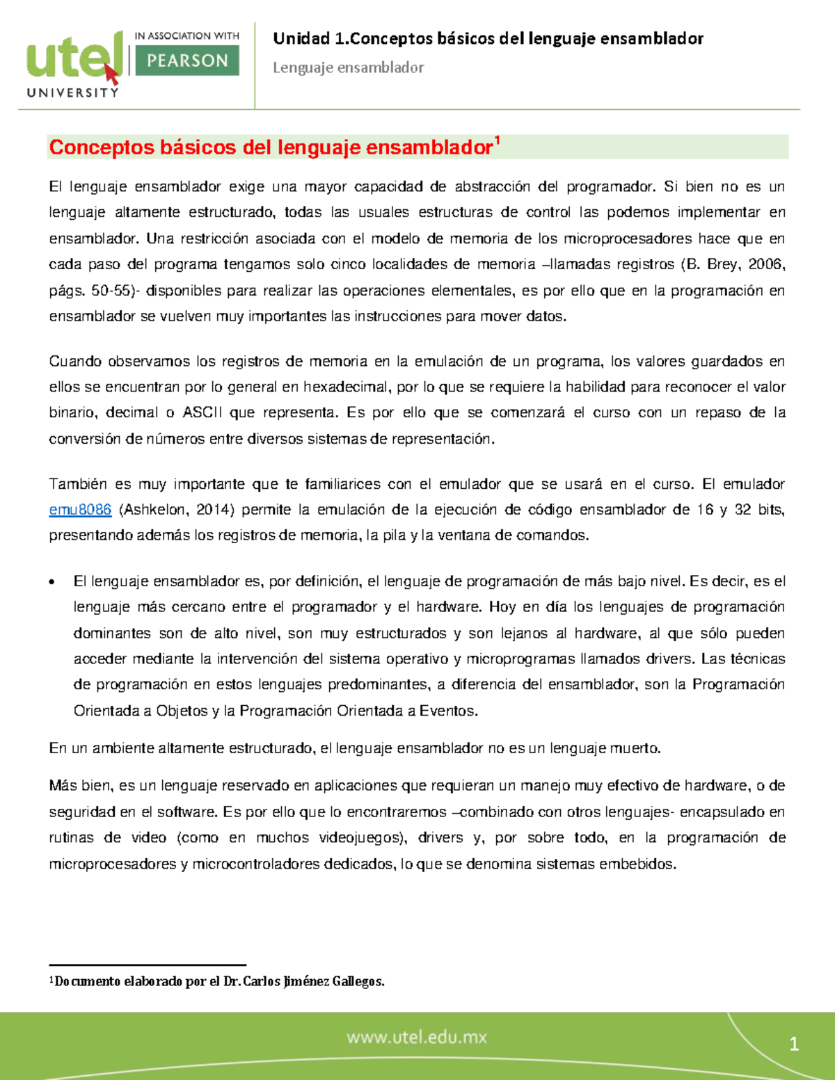 Unidad 1 Conceptos basicos del lenguaje - Lenguaje ensamblador ...