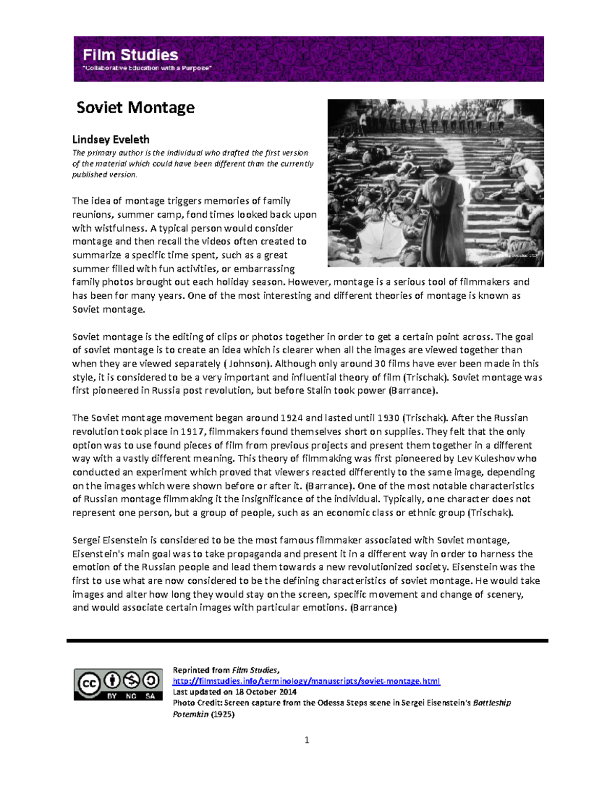 Soviet-montage - film appreciation - Soviet Montage Lindsey Eveleth The ...