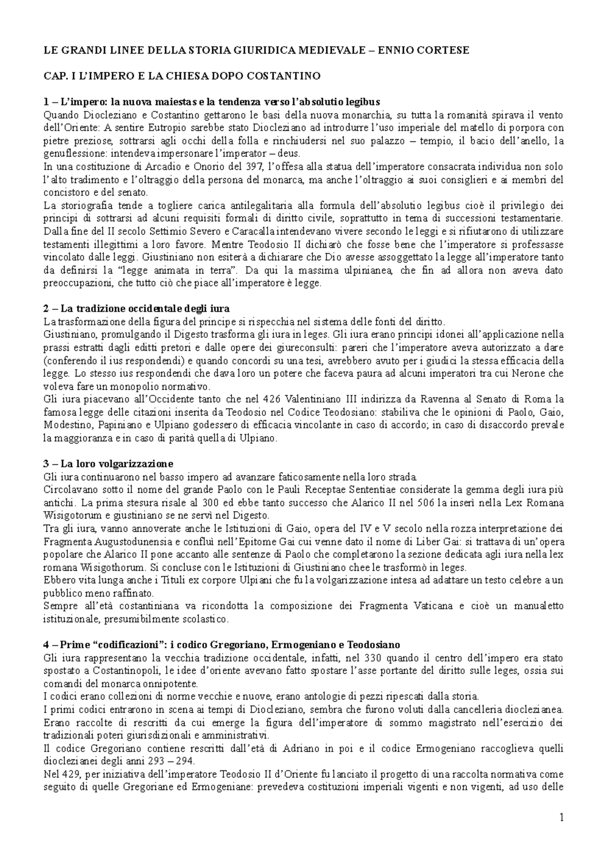 LE Grandi Linee Della Storia Giuridica Medievale – Ennio Cortese - LE ...