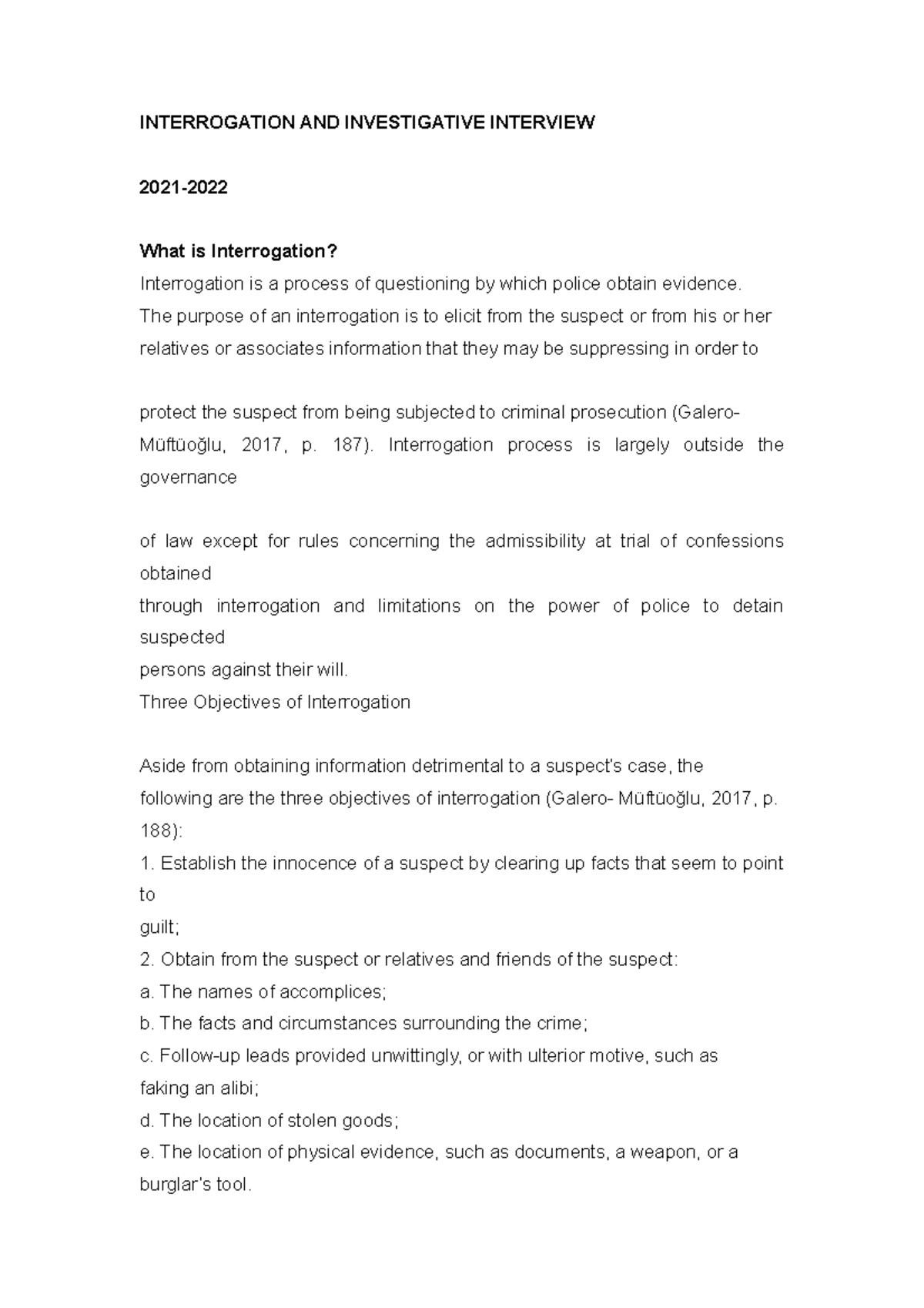 Interrogation AND Investigative Interview - INTERROGATION AND ...