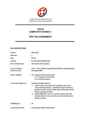 Teknik Menjawab Soalan Sains Komputer SC025 - Computer Science - Studocu
