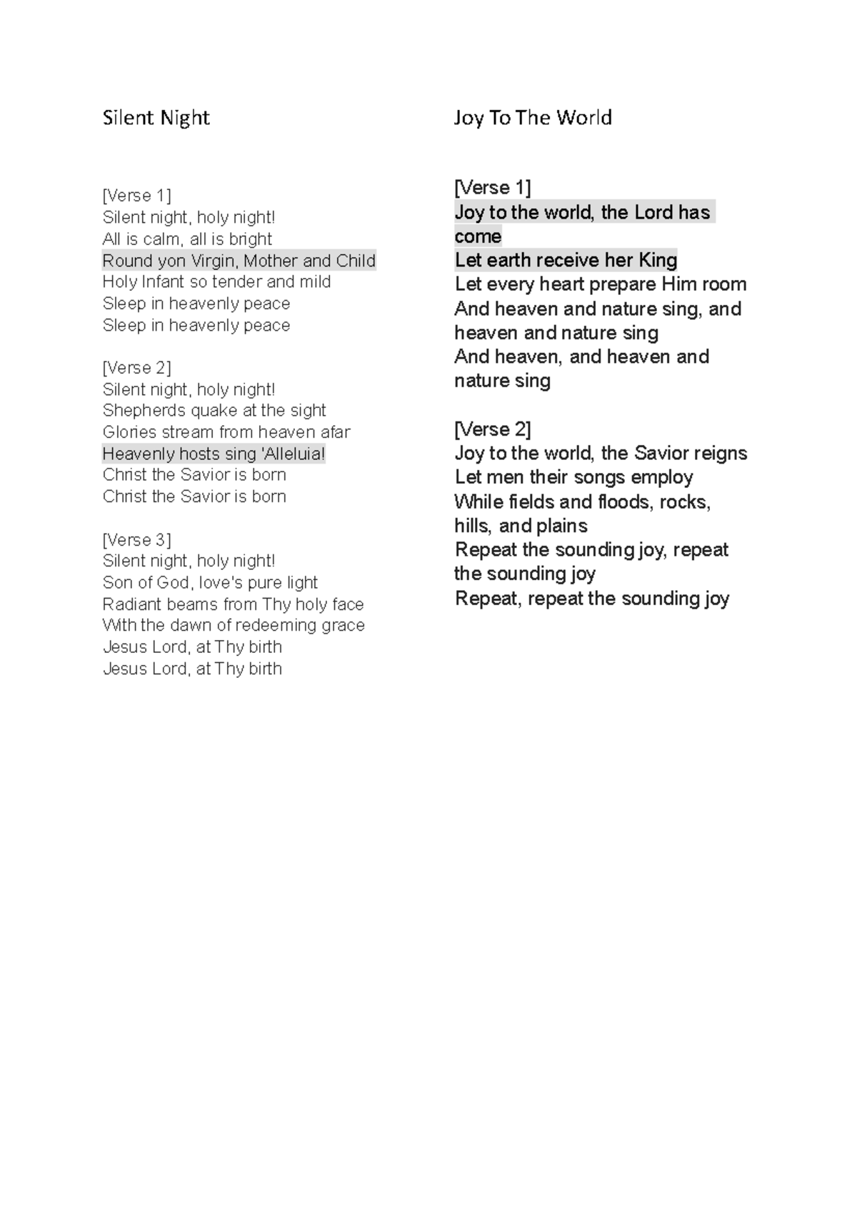 Christmas carol carol carol carol 200999 - Silent Night [Verse 1 ...