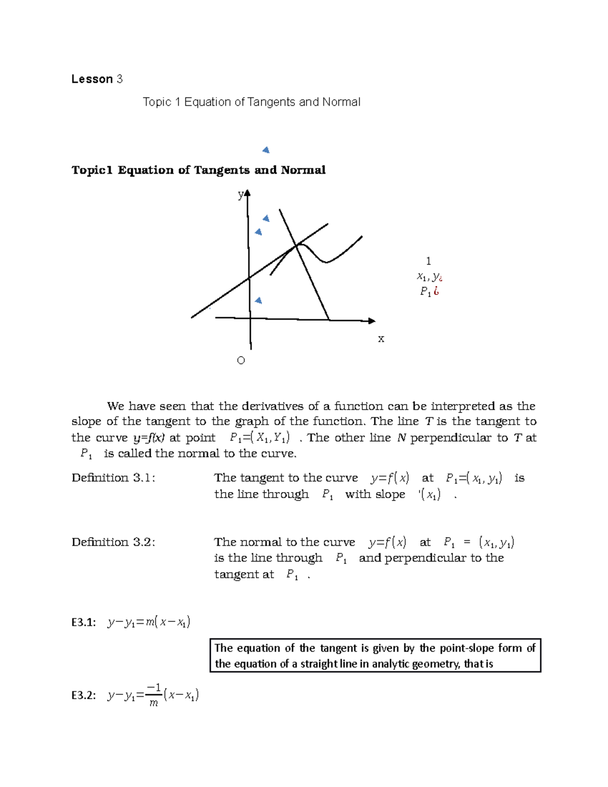 Lesson 3a tangent line - Padayon - Lesson 3 Topic 1 Equation of ...