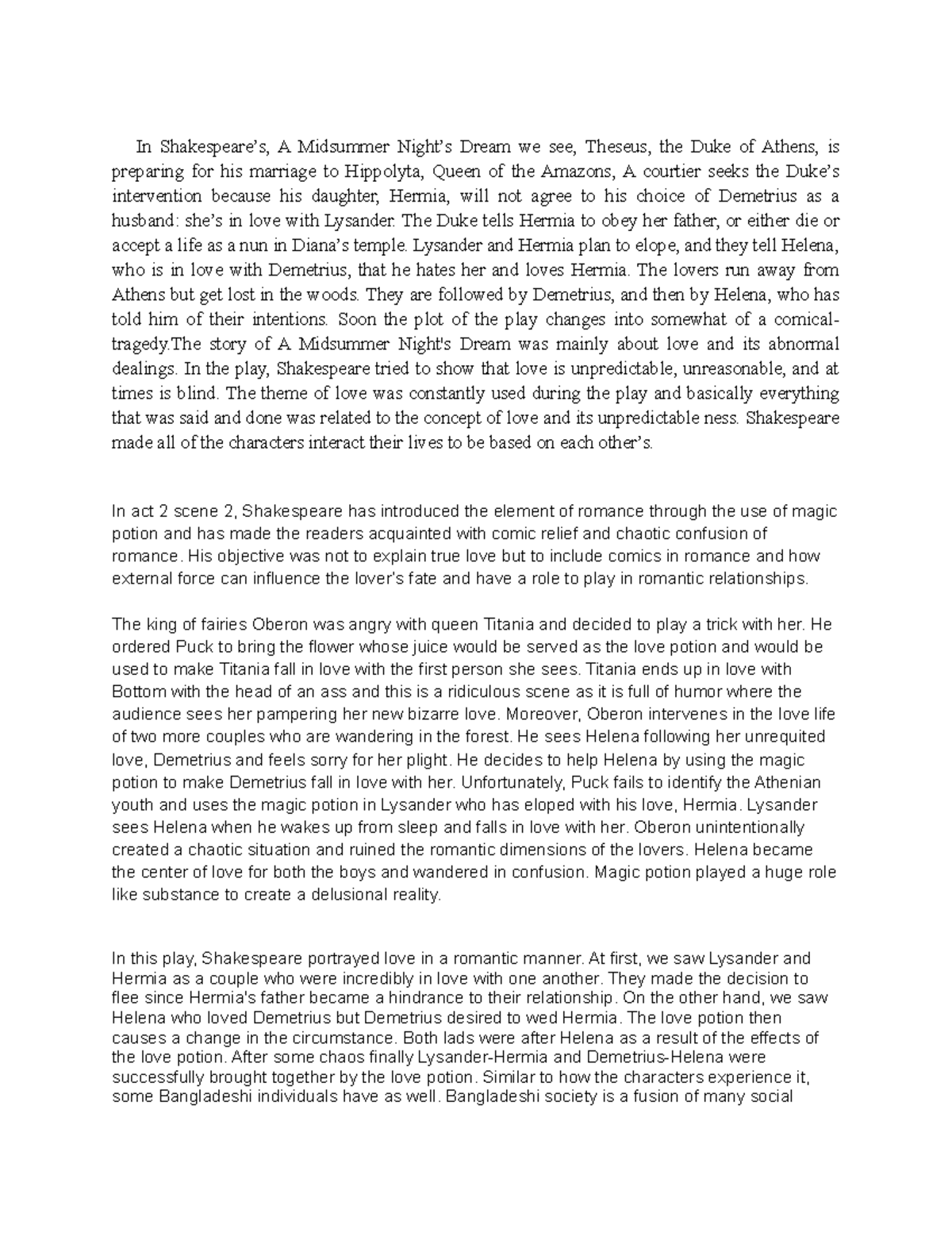 Midsummer's night dream - In Shakespeare’s, A Midsummer Night’s Dream ...