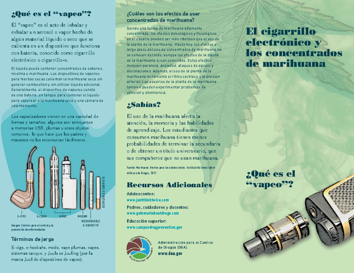 Vaping Marijuana Brochure Spanish Final-web 508 0 - ¿Cuáles son los ...