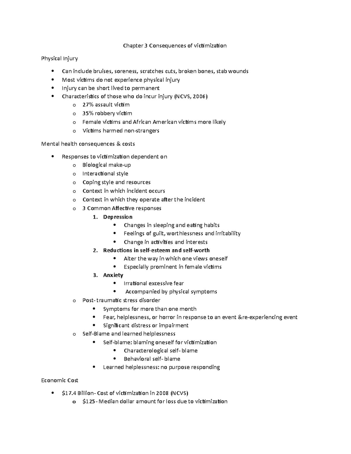 Chapter 3 Consequences of victimization - Chapter 3 Consequences of ...