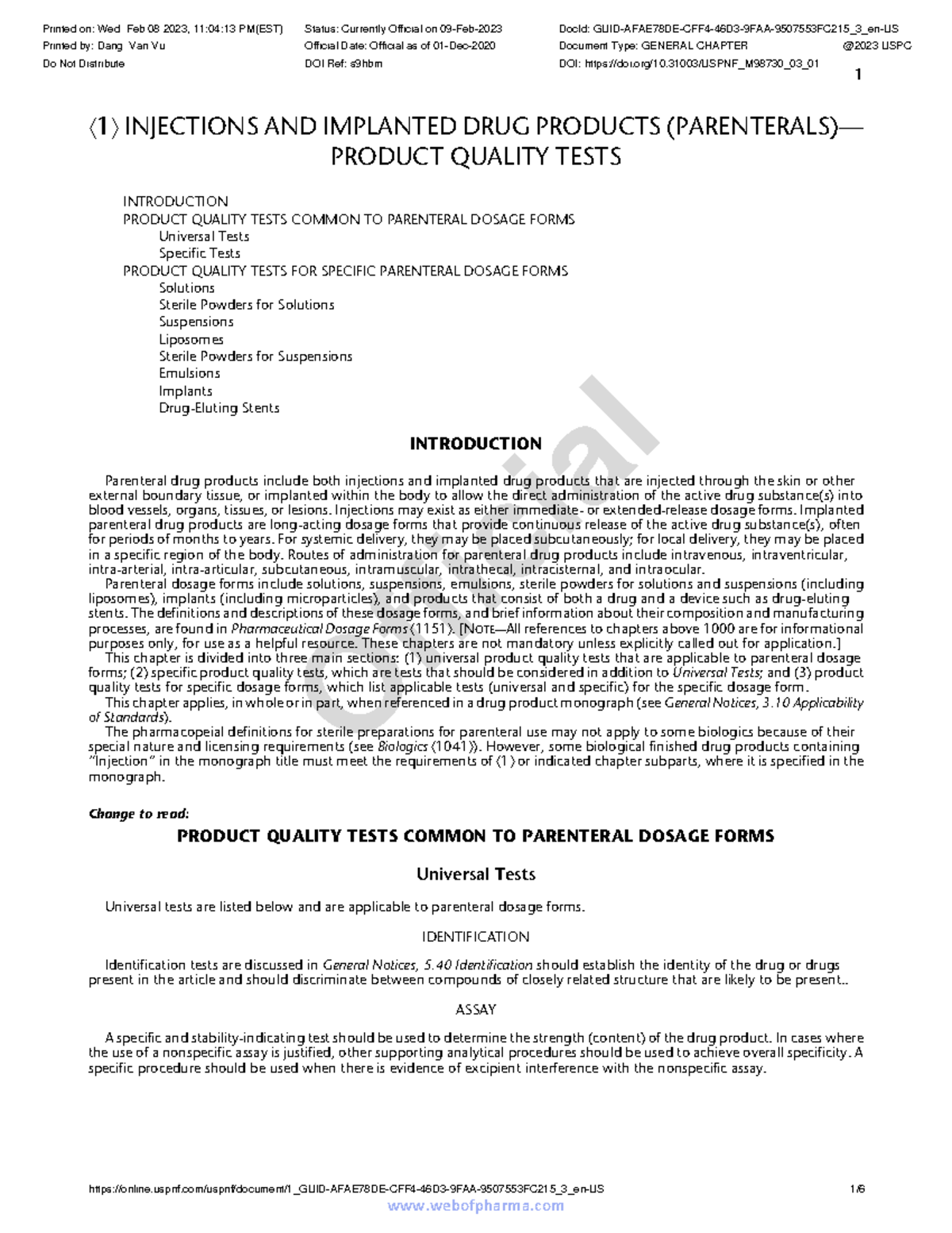 〈1〉 Injections and Implanted Drug Products (Parenterals)—Product ...