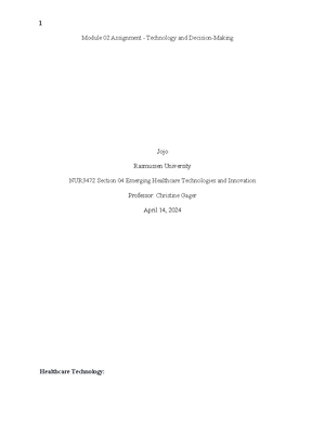 Module 1 patho class - Module I Written Assignment: Electrolyte Imbalance Rasmussen University ...