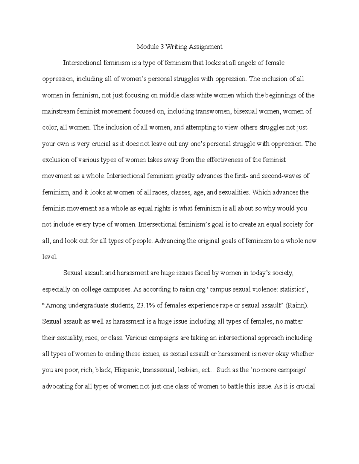 WS Module 3 writing assignment - Module 3 Writing Assignment ...