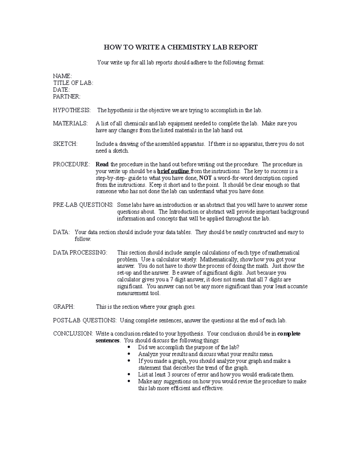 HOW TO Write A Chemistry LAB Report - HOW TO WRITE A CHEMISTRY LAB ...