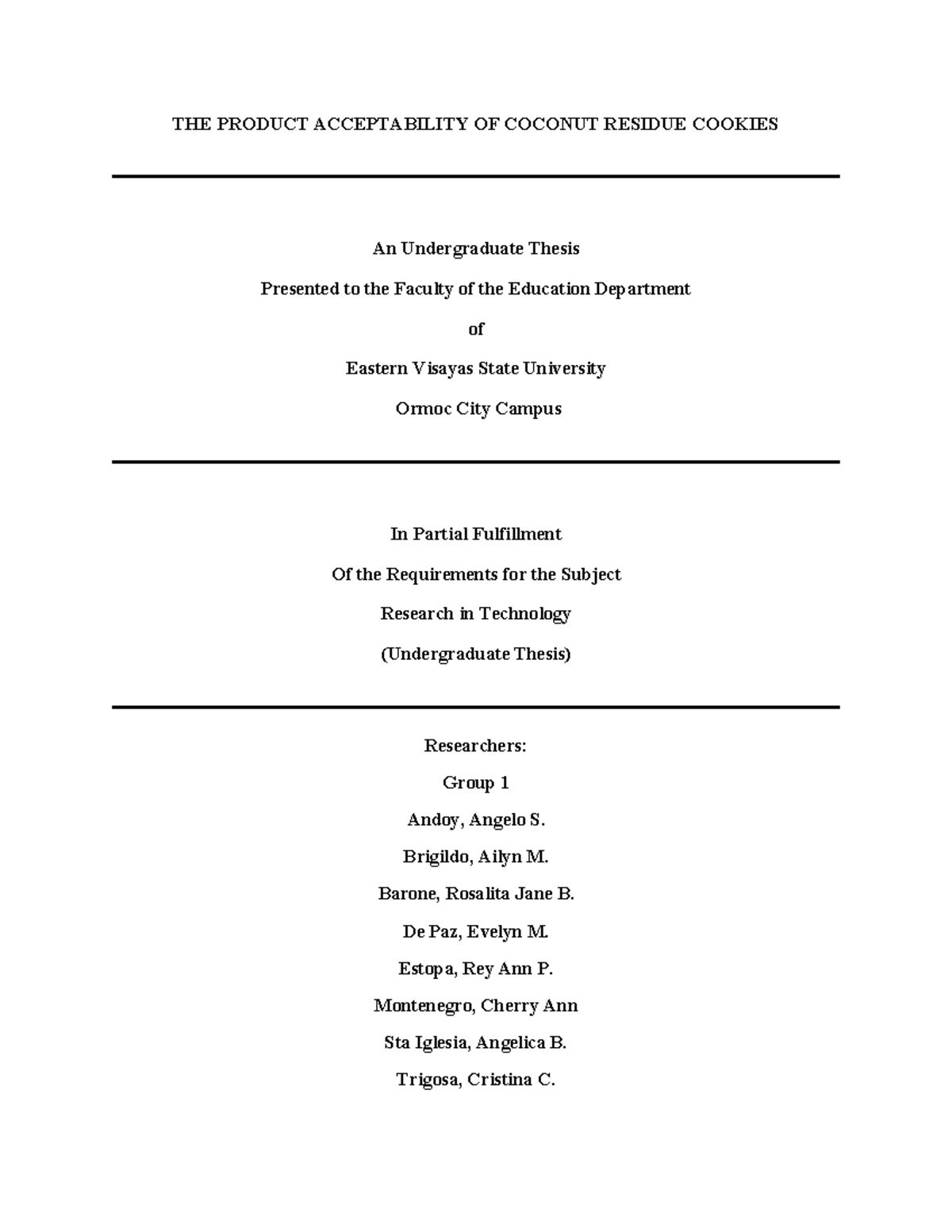 1 THE Prudoct Marketability OF Coconut Residue Cookies Copy - THE ...