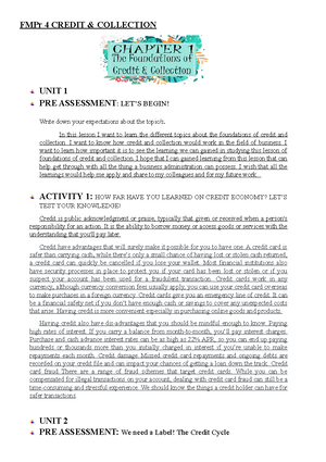Credit AND Collection Module 4 Coursework Answers AND Questions ...