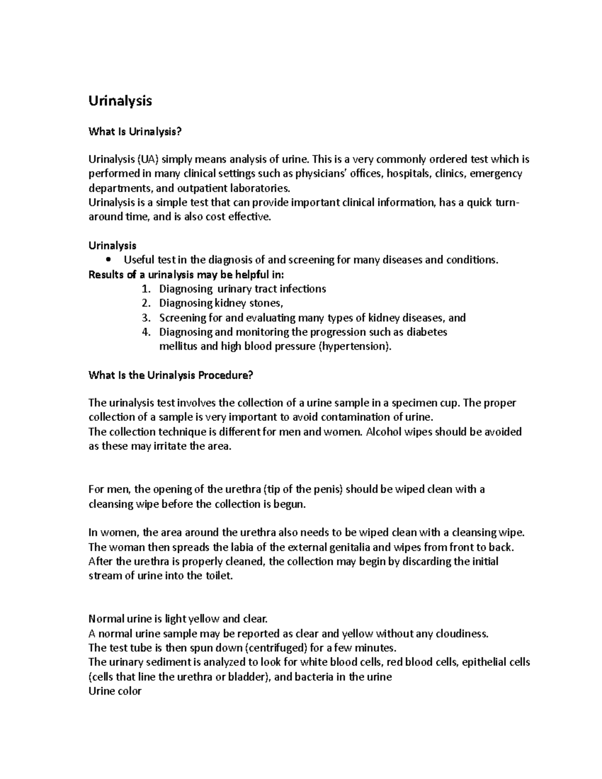 Clinical Pharmacy Notes - Urinalysis - Urinalysis What Is Urinalysis ...