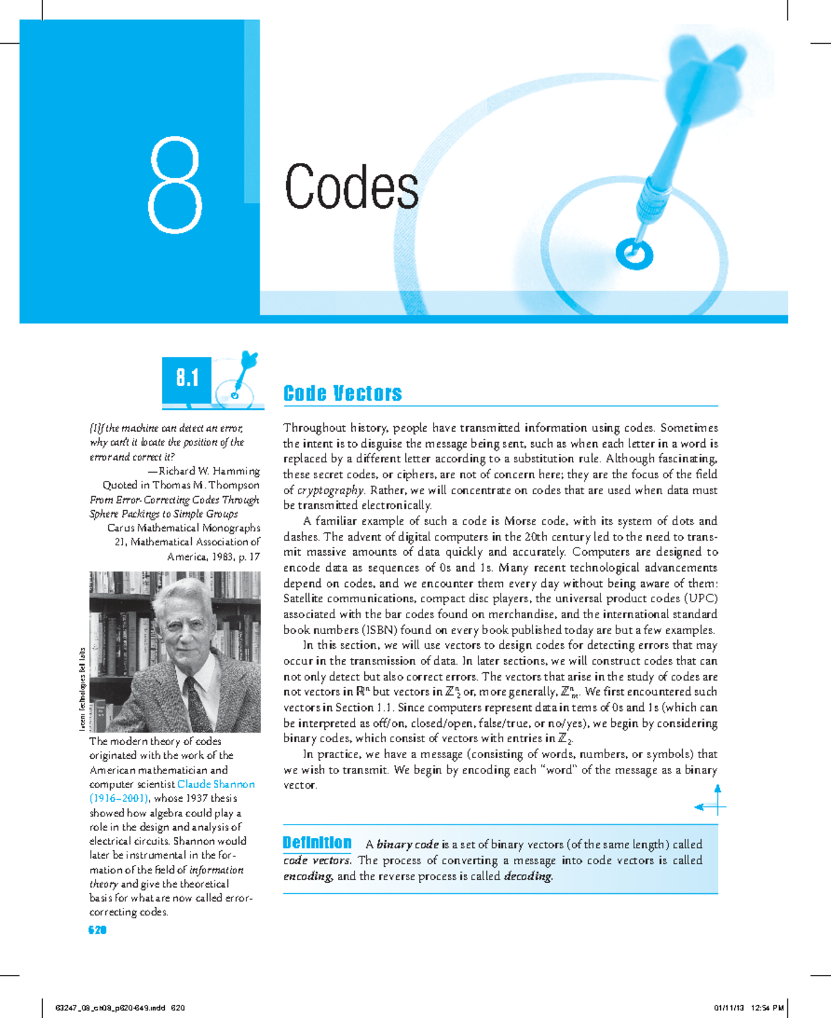 Poole Chapter 8 - code vectors textbook - Codes 8 Code Vectors ...