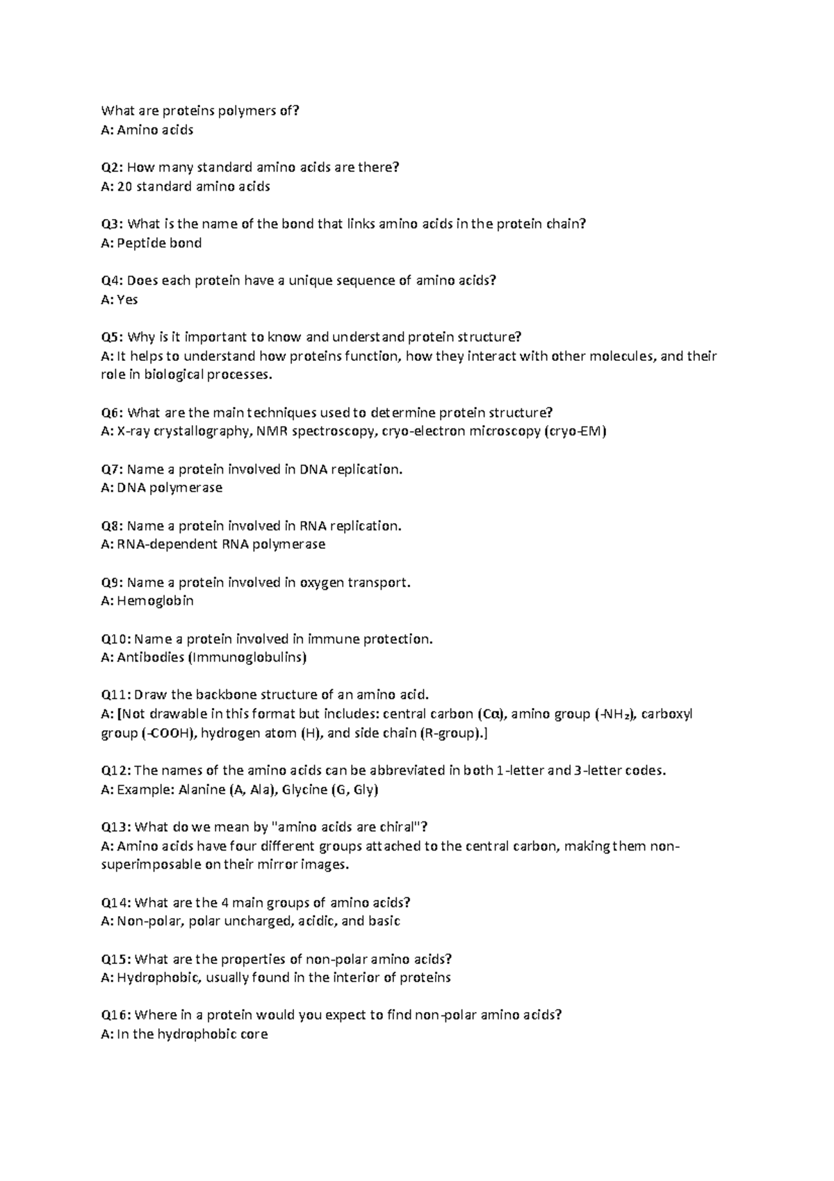 End of lecture quiz questions with answers - What are proteins polymers ...