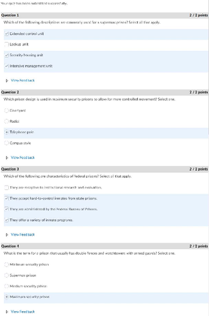 Module 6 Quiz - quiz - Module 6 Quiz 2 / 2 points Which style of coping with prison life has ...