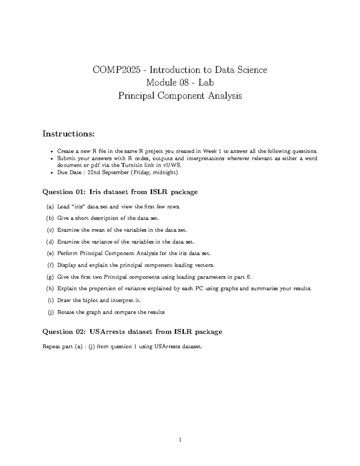 Week9 Lab question - lab 9 - COMP2025 - Introduction to Data Science Module 08 - Lab Principal ...