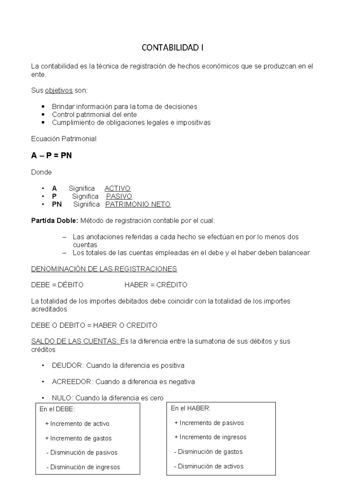 Resumen de contabilidad unidad 1, 2 y 3 - CONTABILIDAD I La contabilidad es la técnica de - Studocu