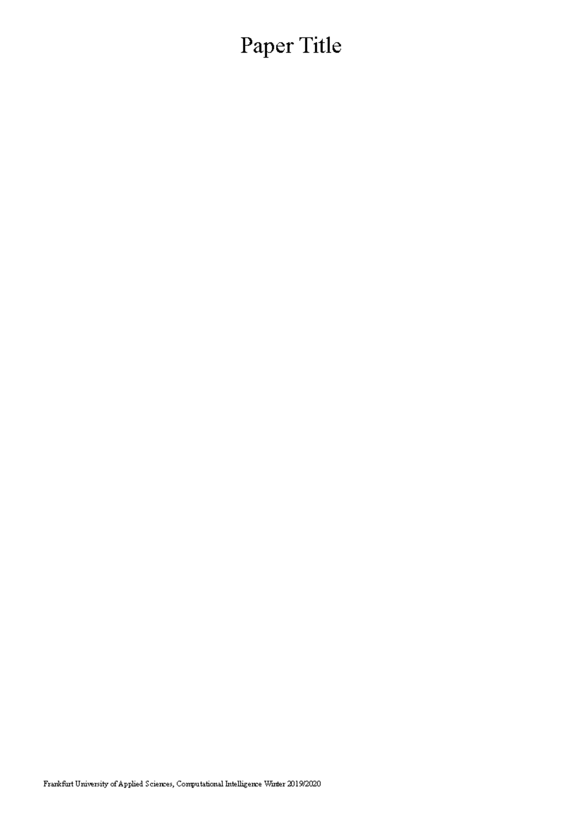 Seminar Paper Template Computational Intelligence - Paper Title ...