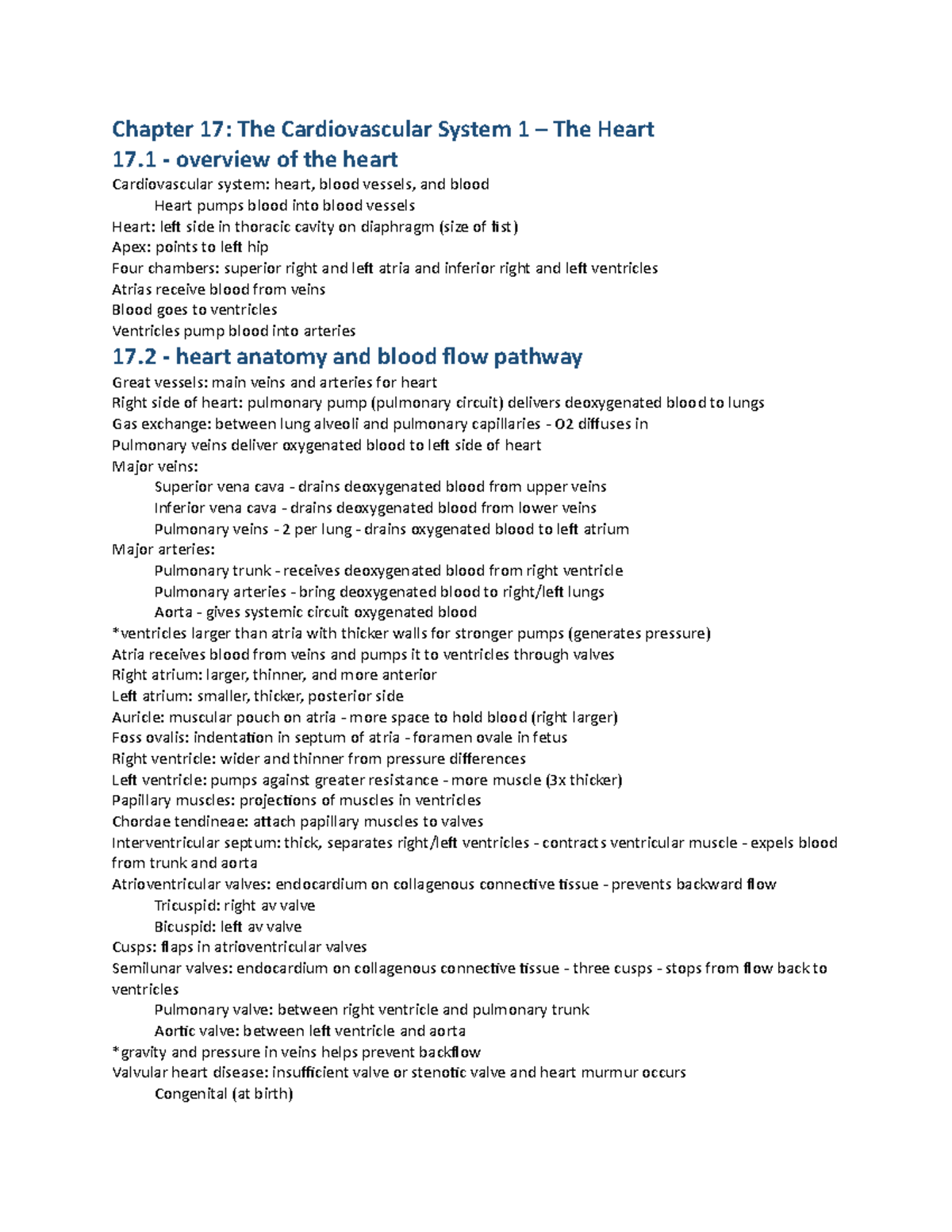 Chapter 17 - the cardiovascular system - Chapter 17: The Cardiovascular ...
