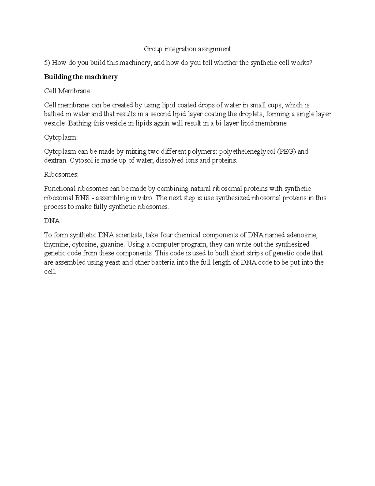 Group integration assignment q5 - Group integration assignment How do ...