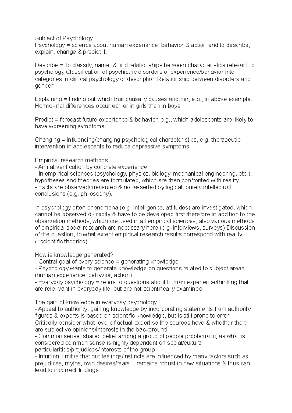 Subject of Psychology - Subject of Psychology Psychology = science ...