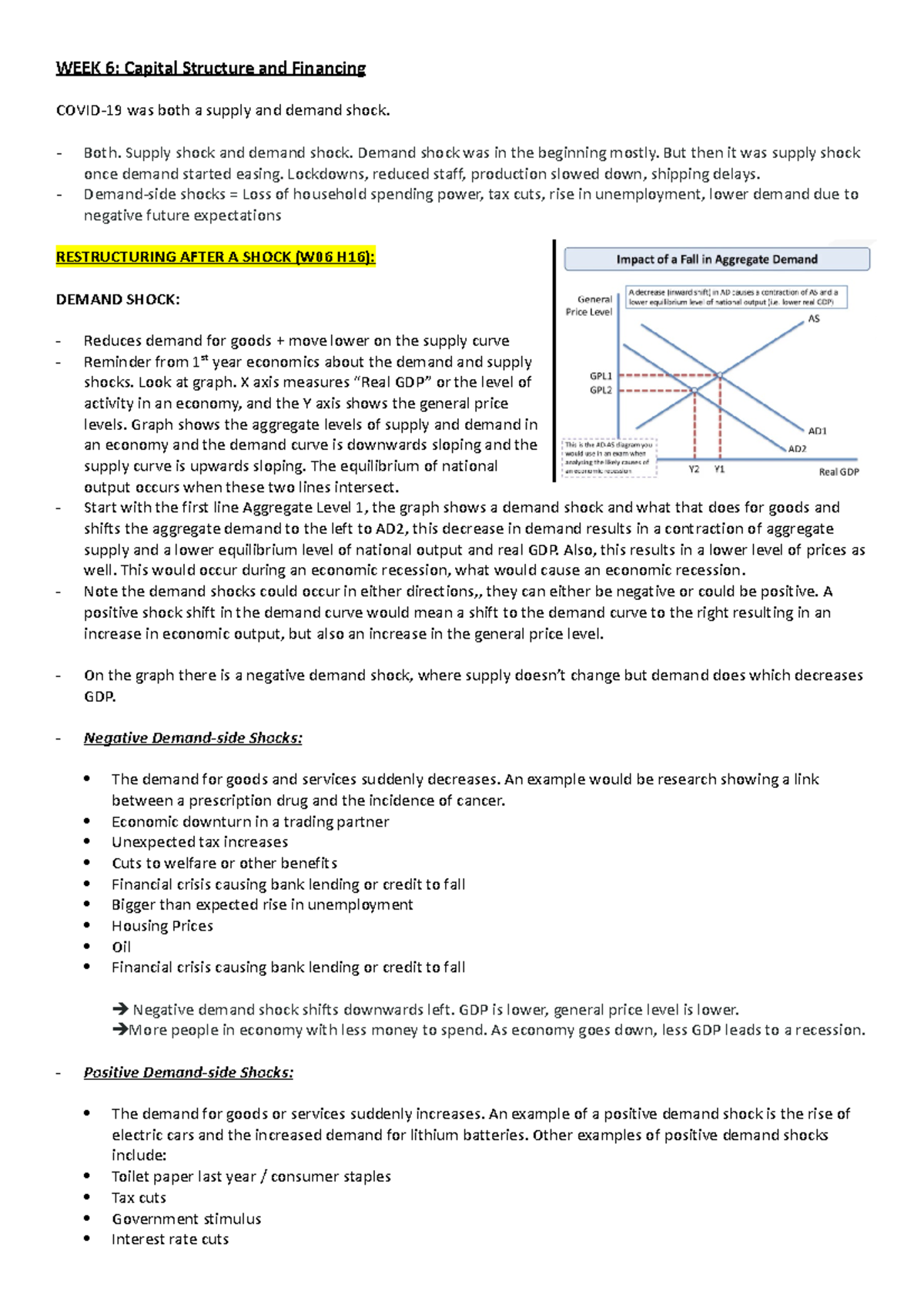 Week 6 Notes DANI - WEEK 6: Capital Structure and Financing COVID-19 ...