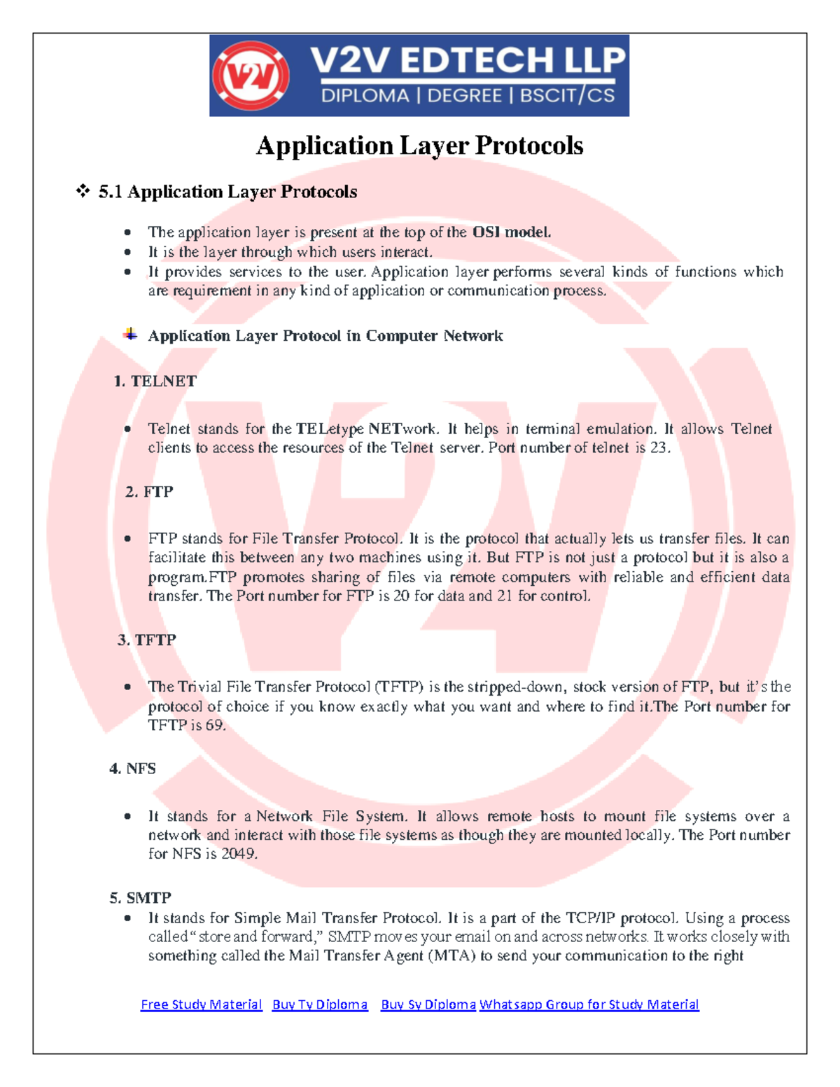 Acn Unit 5 V2v Advance Computer Network Notes Application Layer Protocols 5 Application
