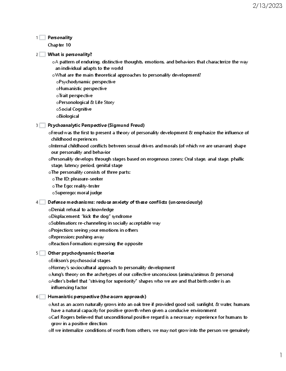 Ch 10 Experience Psychology - 2/13/ 1 Personality Chapter 10 What is ...
