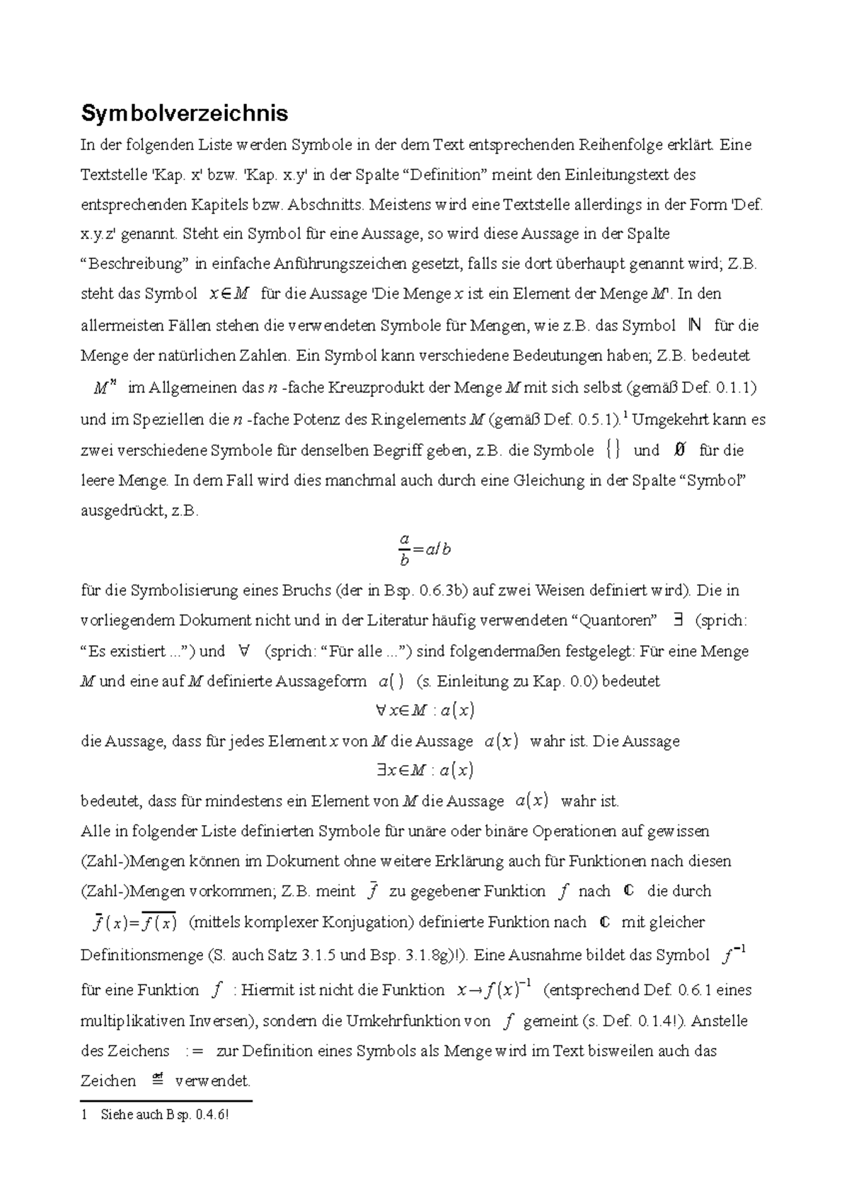 Symbolverzeichnis - Eine Textstelle 'Kap. x' bzw. 'Kap. x' in der Spalte
