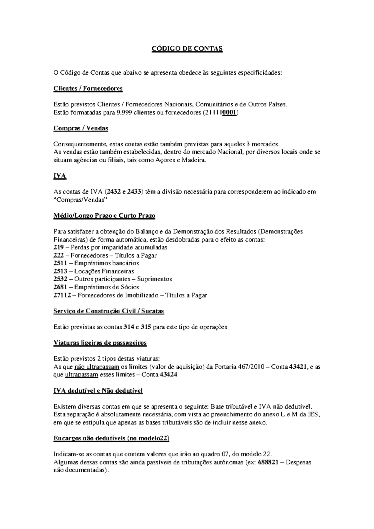 Planocontas - Bom - CÓDIGO DE CONTAS O Código de Contas que abaixo se ...