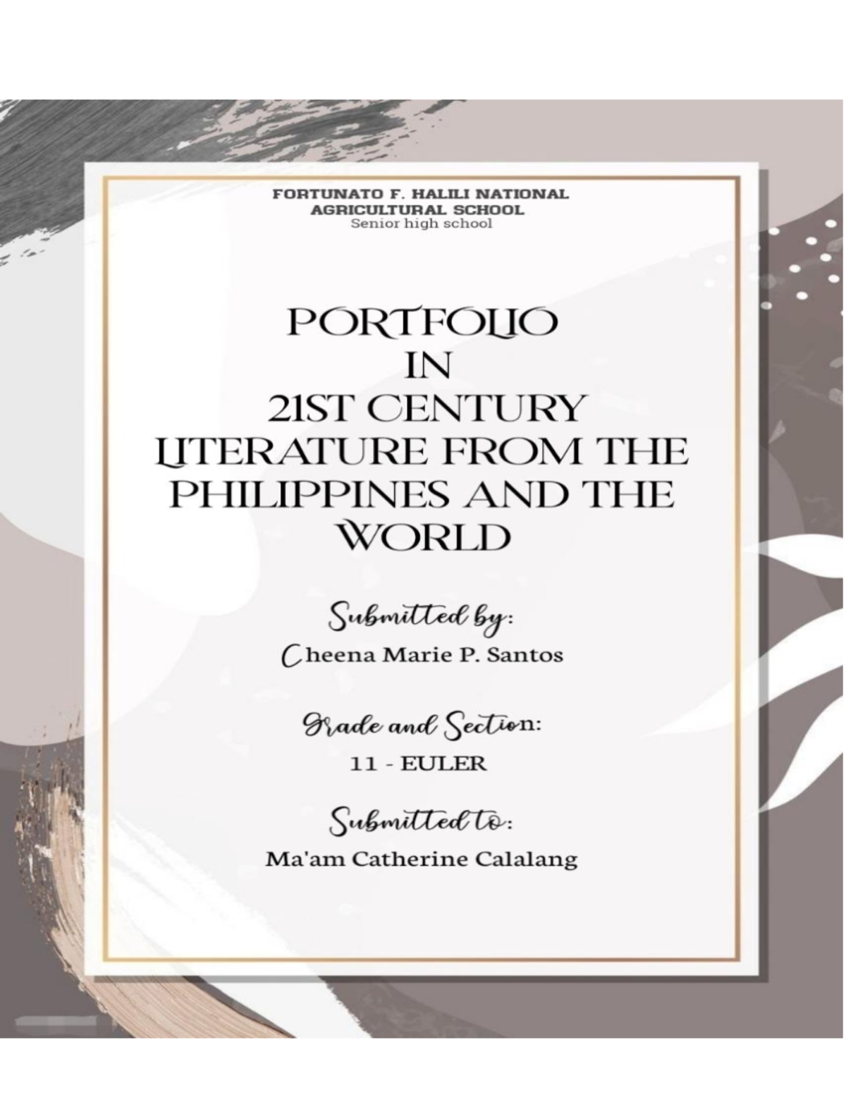 11- Euler Santos 21st CLP Portfolio - Readings in Philippine History - Studocu