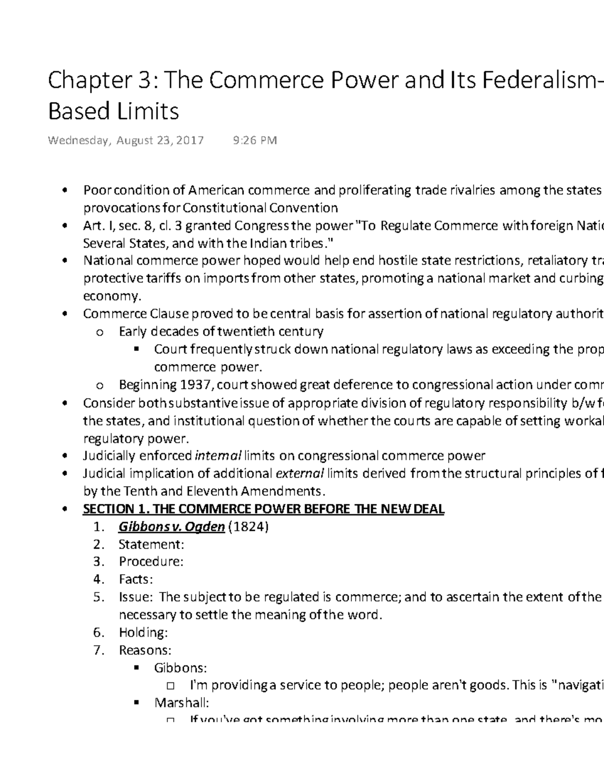 Chapter 3 The Commerce Power and Its Federalism-Based Limits - Chapter ...