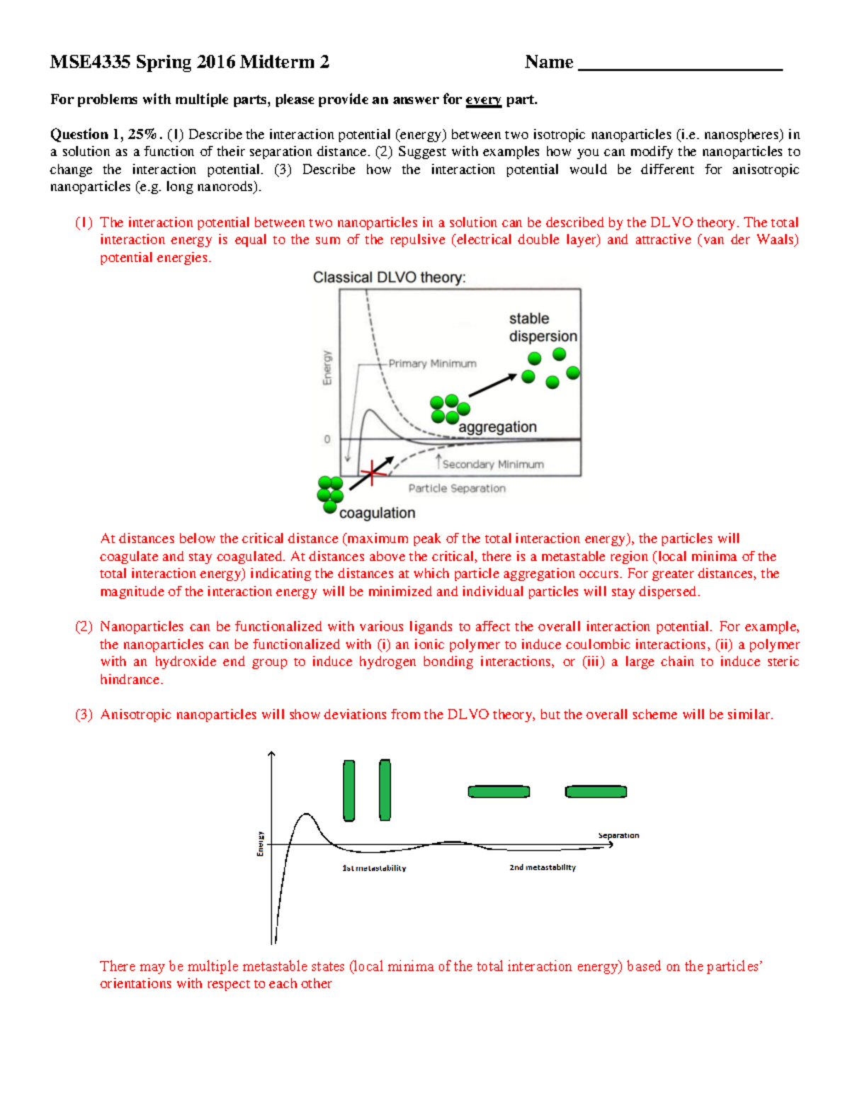 MSE4335+Midterm 2 2016 answers - MSE4335 Spring 2016 Midterm 2 Name _____________________ For ...