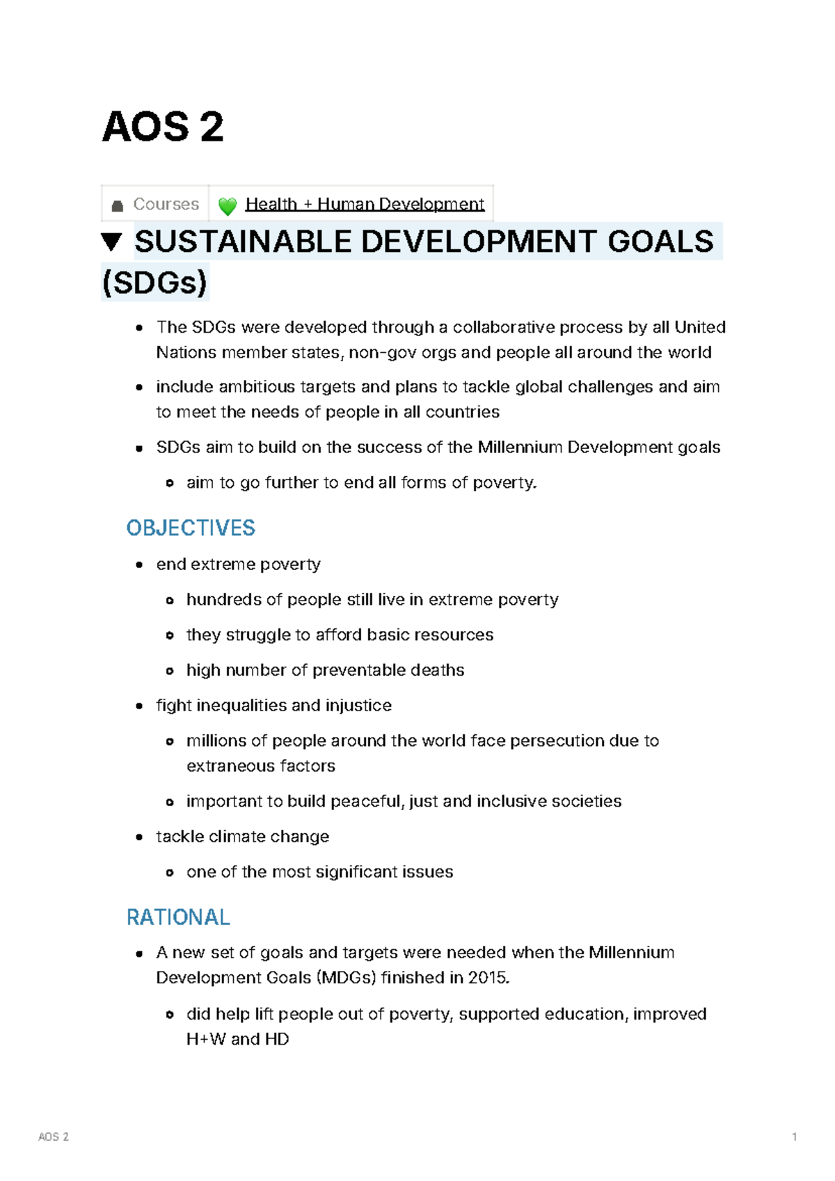 HHD UNIT 4 AOS 2 - AOS 2 Courses 💚 Health Human Development SUSTAINABLE ...