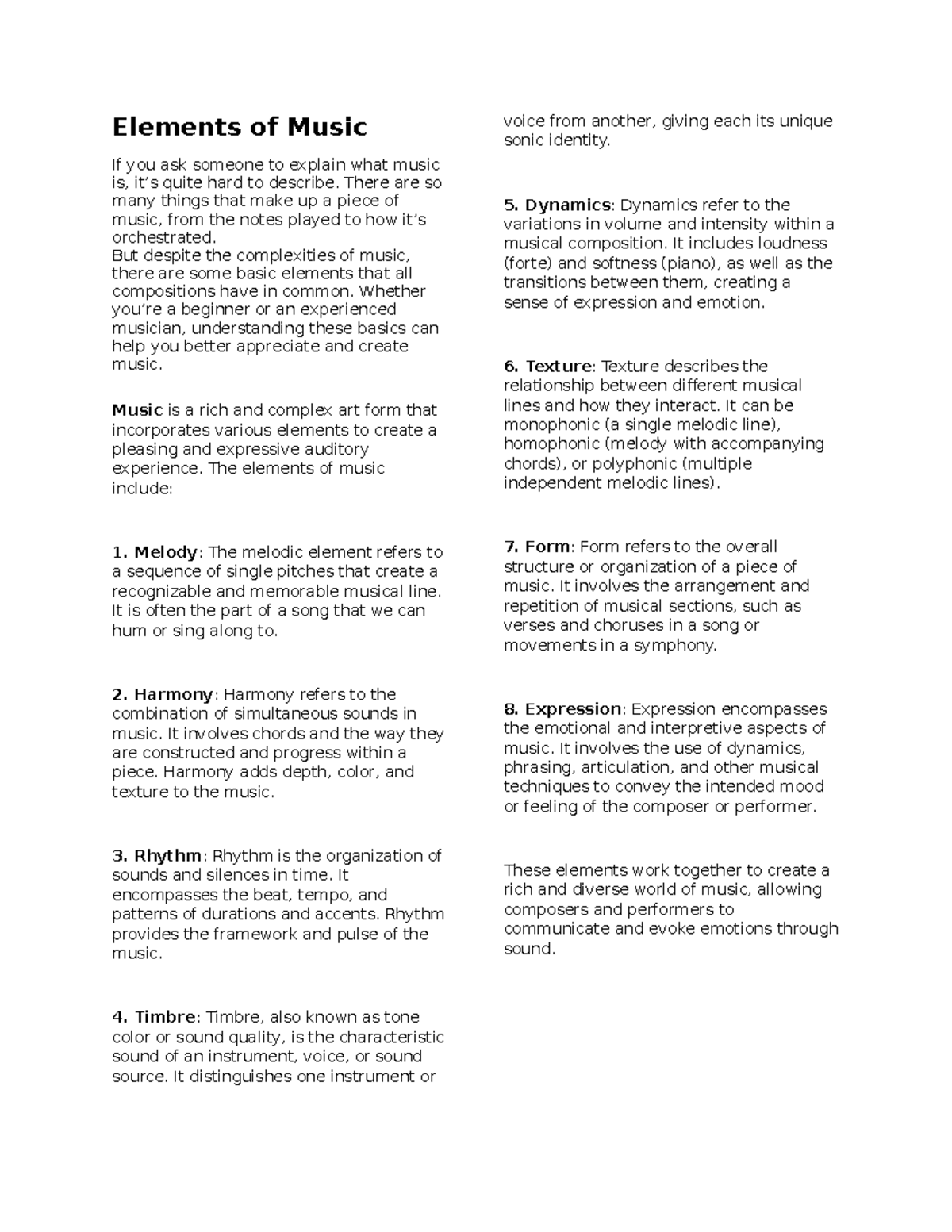 Elements-of-Music Composers - Elements of Music If you ask someone to ...