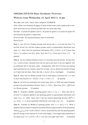 Soleve exercise from chapter 5 - Basic Stochastic Processes - MSG800/MVE170 Basic Stochastic ...