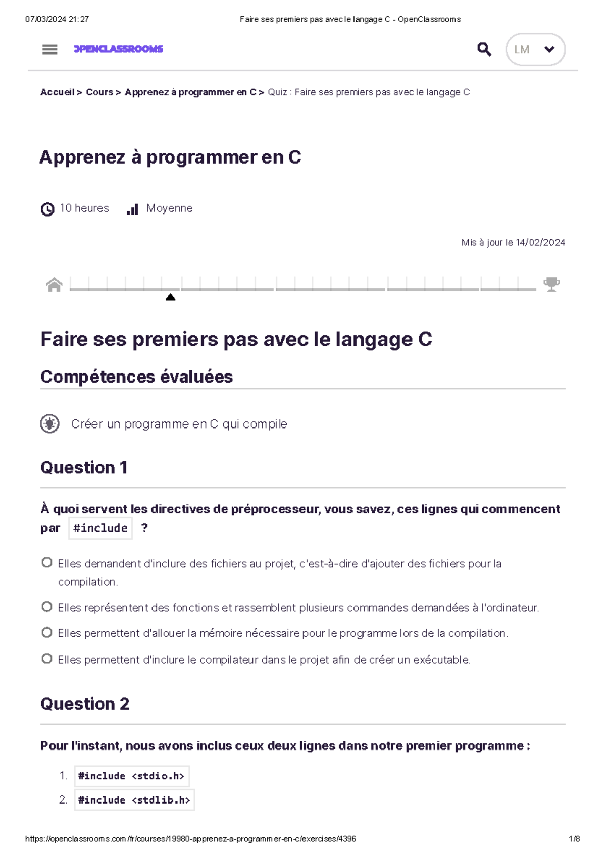 Faire ses premiers pas avec le langage C - Open Classrooms - Apprenez à ...
