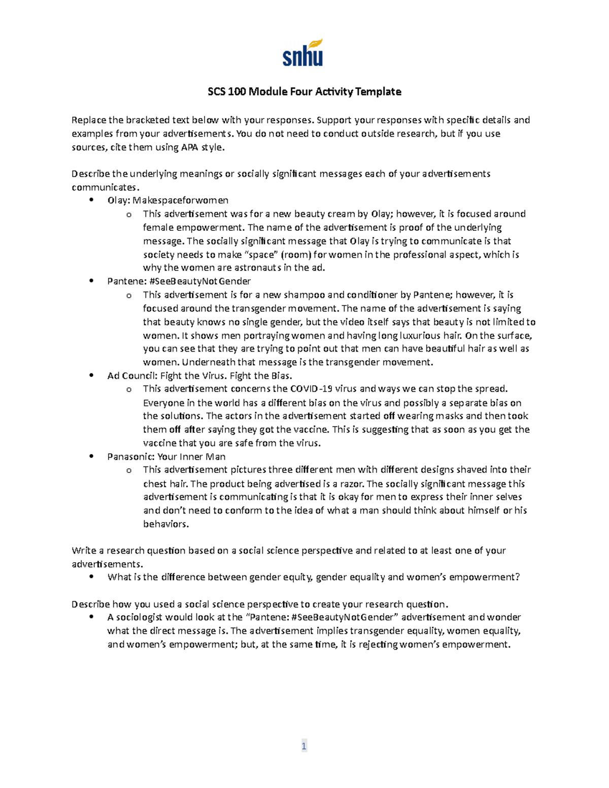 SCS 100 Module Four Activity Template - SCS 100 Module Four Activity ...