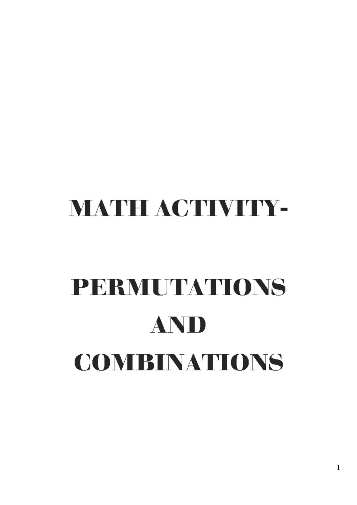 Permutations And Combinations Class 11 Am Math Activity Permutations And Combinations Index