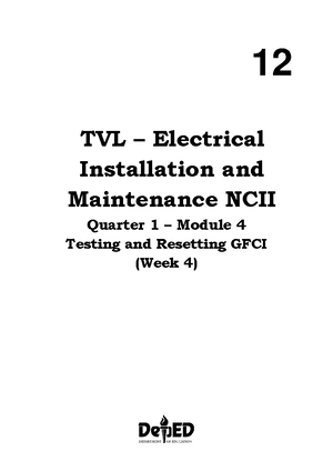 EIM Grade 12 Modules - 12 TVL Industrial Arts: Electrical Installation ...