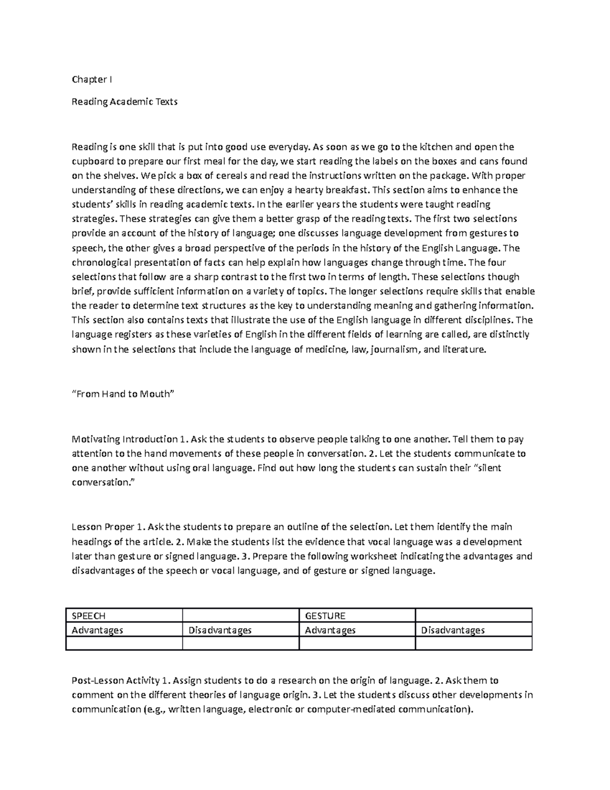 EAPP Draft Module - notes - Chapter I Reading Academic Texts Reading is ...