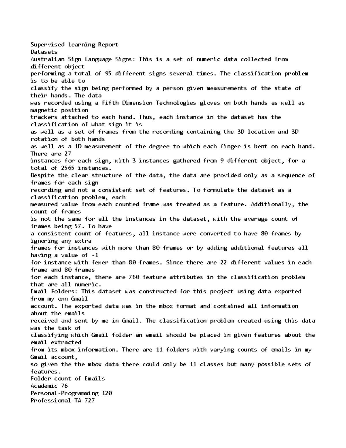 W 1 Lecture Notes 1 Supervised Learning Report Datasets Australian