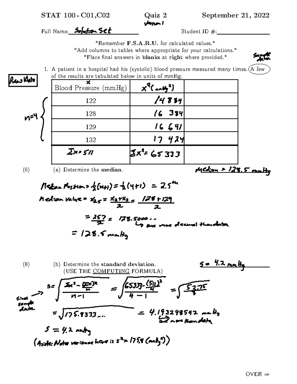 Quiz2 2022F solution - practice material for in class quizzes which ...