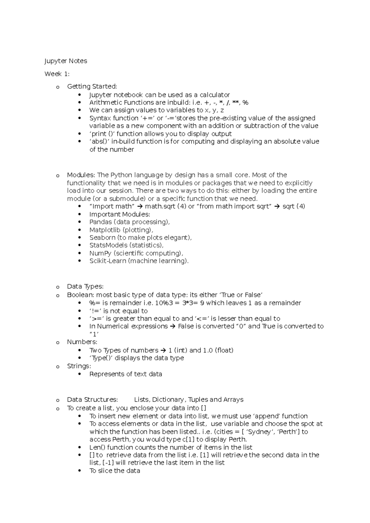 Jupyter Notes Jupitry Jupyter Notes Week 1 O Getting Started Jupyter Notebook Can Be Used