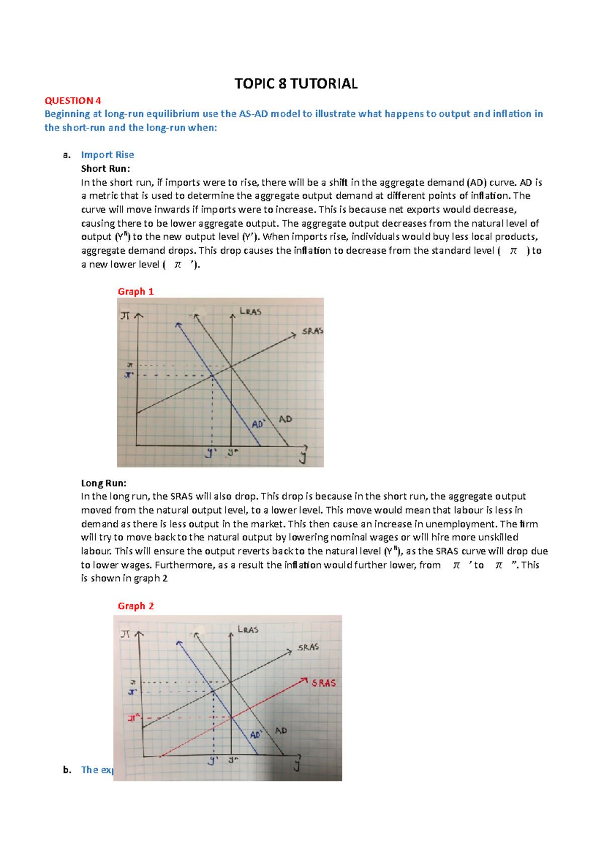 Topic 8 Tutorial - Econ 1012 - TOPIC 8 TUTORIAL QUESTION 4 Beginning at ...