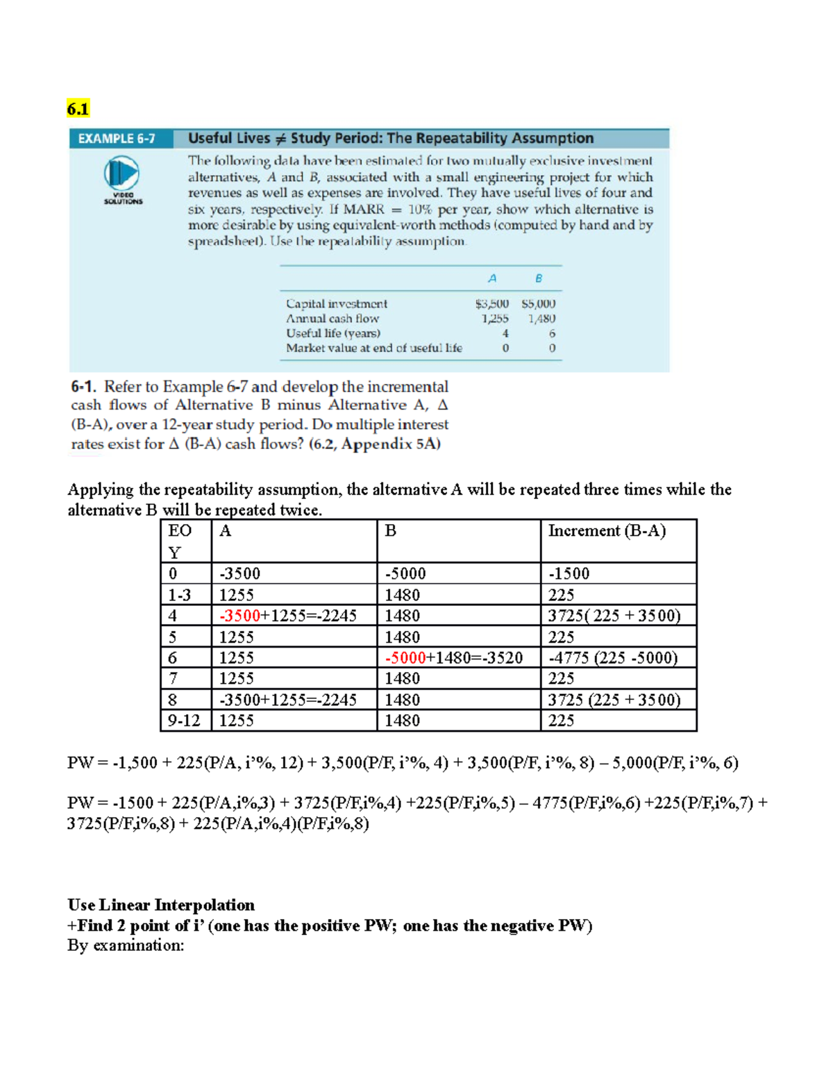 Solution assignment 3 Chapter 6 - 6. Applying the repeatability assumption, the alternative A ...