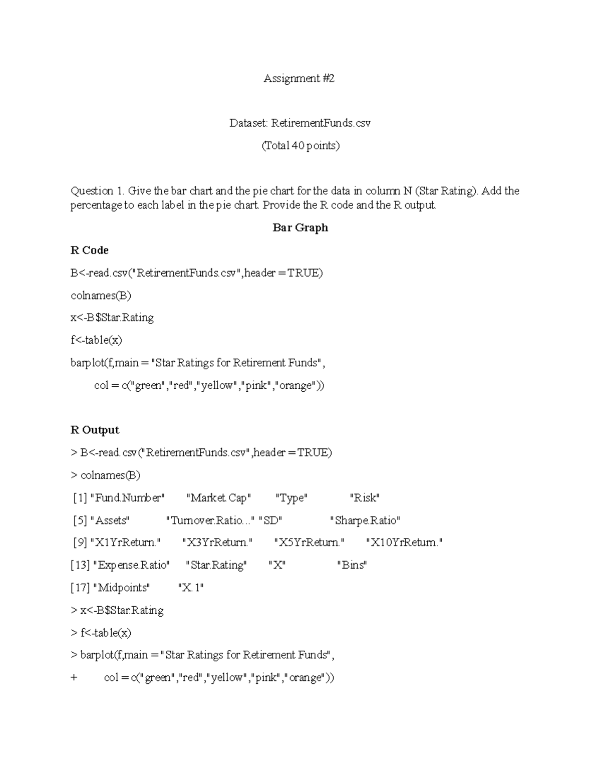 Assignment 2 - Homework - Assignment # Dataset: RetirementFunds (Total ...