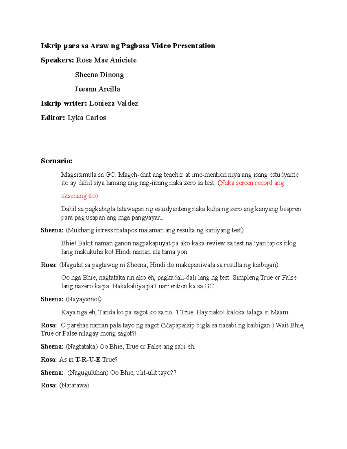 Araw ng pagbasa Iskrip - script intended for reading month presentation ...